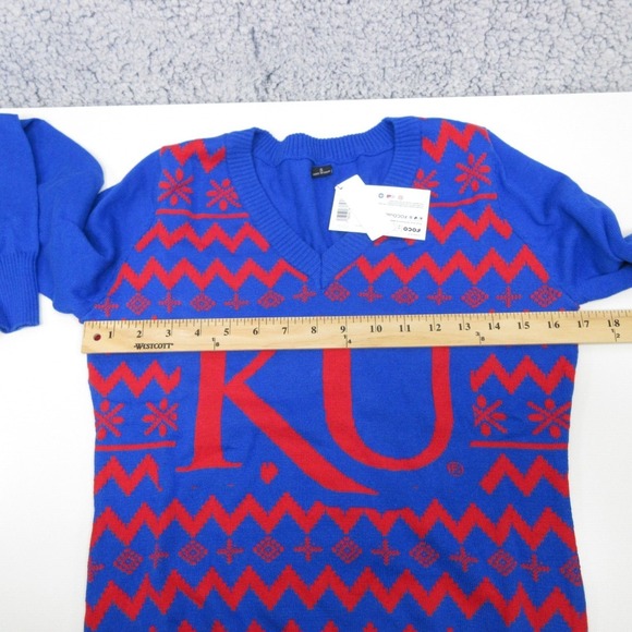 Foco | Sweaters | Foco Kansas Jayhawks Ku Royal Blue Red V Neck Ugly ...